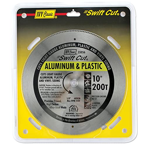 IVY Classic 35056 Swift Cut 10" 200 Tooth Aluminum & Plastic Cutting Circular Saw Blade with 5/8" Arbor, 1/Card