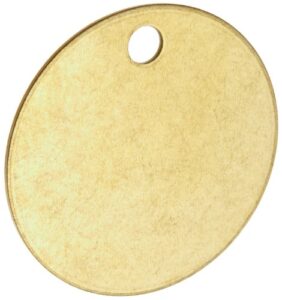 brady blank valve tags - round brass tags, 1-1/2" diameter, b-907 (pack of 25) - 23210