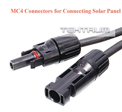 Tektrum UV-Resistant 25ft Long Double Layer PV Extension Cable with M/F Solar Connectors for Outdoor Solar Panel (Set of 2)