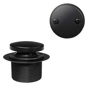 westbrass d93-2-62 1-1/2" tip-toe bathtub drain plug trim set with two-hole overflow faceplate, matte black