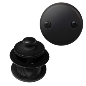 westbrass twist & close tub trim set with two-hole overflow faceplate, matte black, d94-2-62