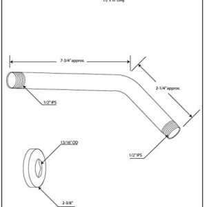 Westbrass D302-1-07 1/2" IPS x 10" Wall Mount Shower Arm with Sure Grip Flange, 1-Pack, Satin Nickel