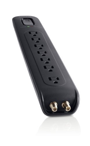 Belkin AV Power Strip Surge Protector and Coaxial Protection, 4ft Cord, Black