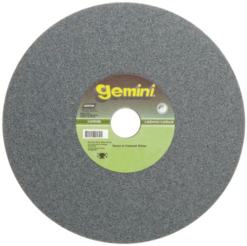 Norton Gemini Grinding Wheel, Crystolon Type 01 Bench and Pedestal Wheel, Fine 80 Grit, 8 Inch Silicone Carbide Grinding Wheel for Bench Grinder, Pack of 1