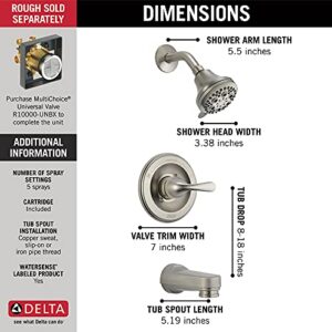 DELTA FAUCET T13420-SSPD Classic Tub & Shower, 10.00 x 7.00 x 10.00 inches, Stainless