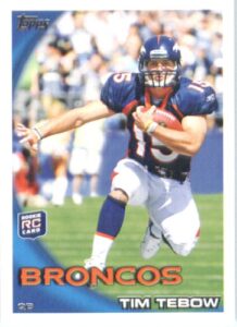 2010 topps football rookie card #440 tim tebow denver broncos in a protective screwdown case!