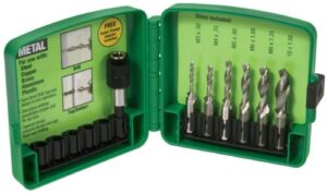 greenlee dtapkitm drill/tap/countersink set, metric, 6 pc, m3 - m10