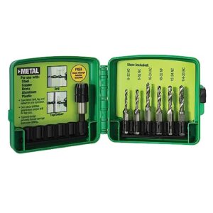 greenlee dtapkit drill/tap kit for metal, one-step drilling, tapping, and deburring/countersinking set with quick change adaptor