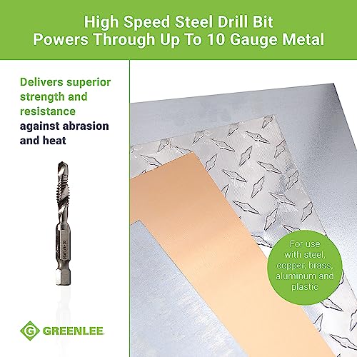 Greenlee DTAPKIT Drill/Tap Kit for Metal, One-Step Drilling, Tapping, and Deburring/Countersinking Set with Quick Change Adaptor