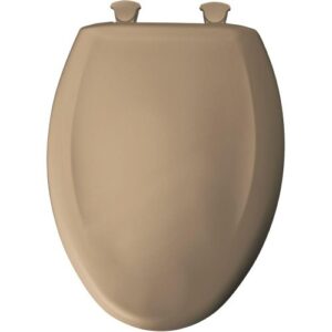 bemis 1200slowt 148 slow sta-tite elongated closed front toilet seat, mexican sand