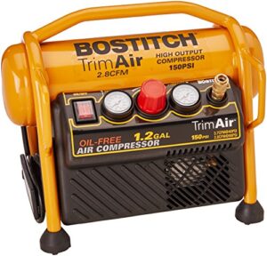 bostitch air compressor for trim, oil-free, high-output, 1.2 gallon, 120 psi (cap1512-of)