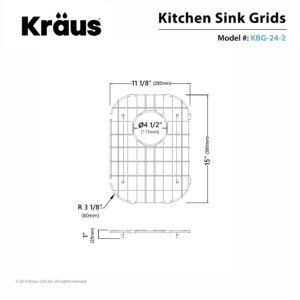 KRAUS Stainless Steel Bottom Grid for KBU24 Right (Small) Bowl 32” Kitchen Sink, 11 1/8” x 15” x 1”, KBG-24-2