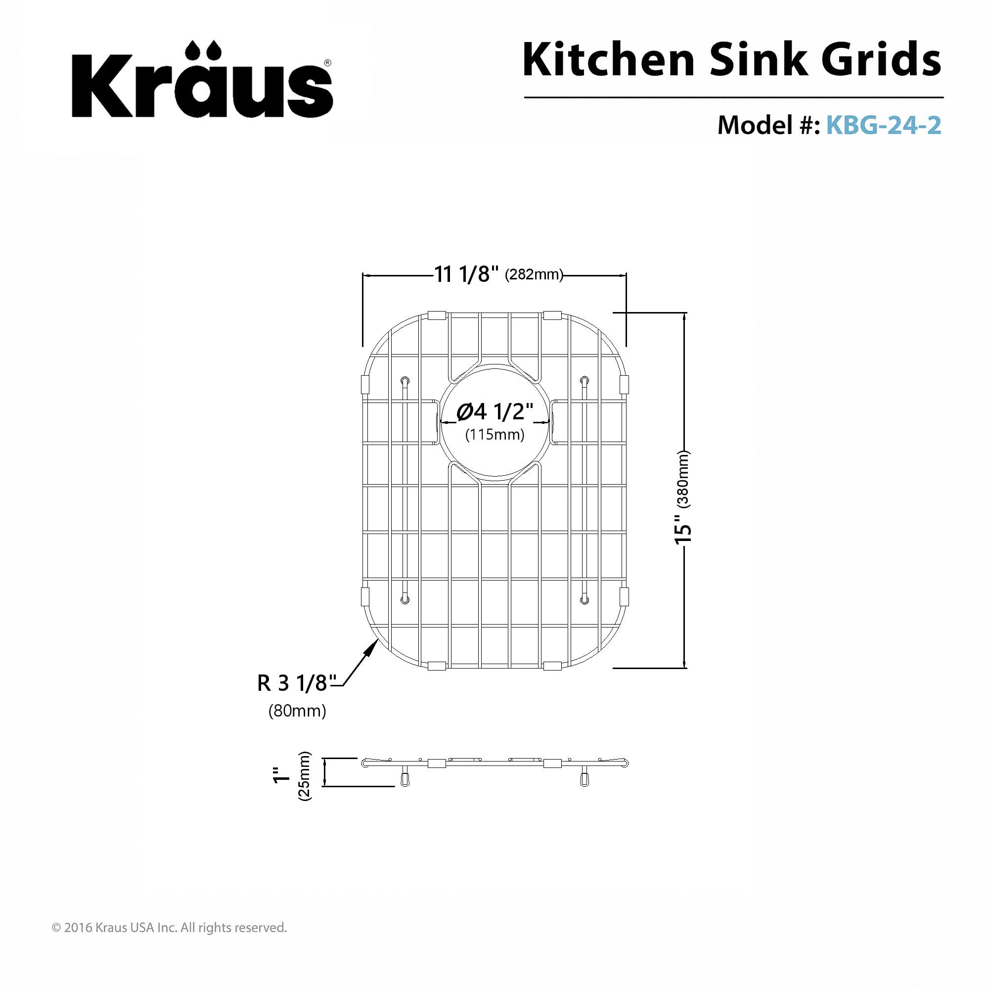 KRAUS Stainless Steel Bottom Grid for KBU24 Right (Small) Bowl 32” Kitchen Sink, 11 1/8” x 15” x 1”, KBG-24-2