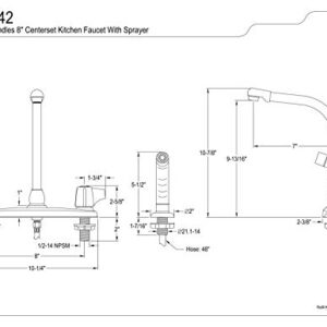 Kingston Brass KB742 8" Centerset Kitchen Faucet, Polished Chrome