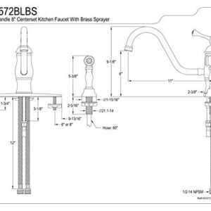 Kingston Brass KS1572BLBS Heritage Kitchen Faucet, 11" in Spout Reach, Polished Brass