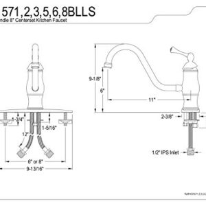 Kingston Brass KS1572BLLS Heritage Kitchen Faucet, 11" in Spout Reach, Polished Brass