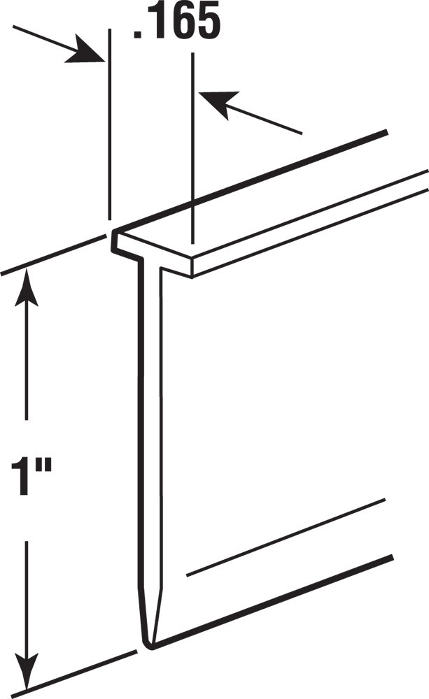 Slide-Co 194342 Shower Door Bottom Sweep, 36 In. x 1 In. Strip, Vinyl Construction, Clear, 5/32 In. Tee Insert Shape (Single Pack)