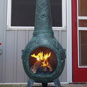 The Blue Rooster Dragonfly Cast Aluminum Chiminea in Antique Green