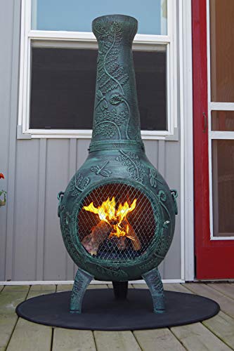 The Blue Rooster Dragonfly Cast Aluminum Chiminea in Antique Green