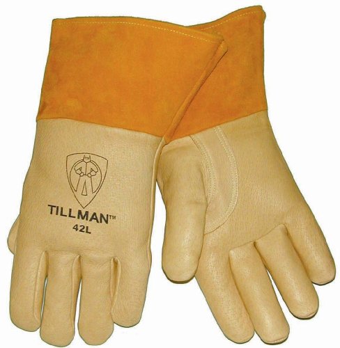 John Tillman and Co"Small Brown Top Grain Pigskin CottonFoam Lined Premium Grade MIG Welders Gloves with Straight Thumb, 4"" Cuff and Kevlar Lock Stitching" (42S)