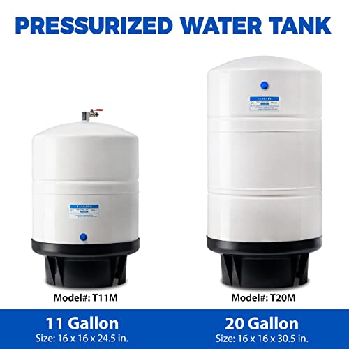 iSpring T20M 20 Gallon Pre-Pressurized Tank for Reverse Osmosis (RO) Systems with 14 gallons of Water Storage Capacity, 20, White