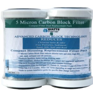 Watts Premier WP560100 5 Micron Carbon Block Water Filter, 2-Pack