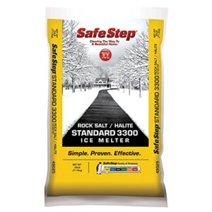 safe step rock salt ice melter sodium chloride (rock salt) melts ice down to 5 f / -15 c 25 lbs.