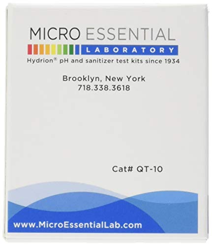 Micro Essential Laboratory QT-10 Plastic Hydrion Low Range Quat Check Test Paper Dispenser, Single Roll, Food Service Test Strips, 0 - 400ppm