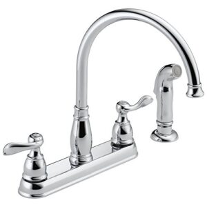 delta faucet windemere 2-handle kitchen sink faucet with side sprayer in matching finish, chrome 21996lf