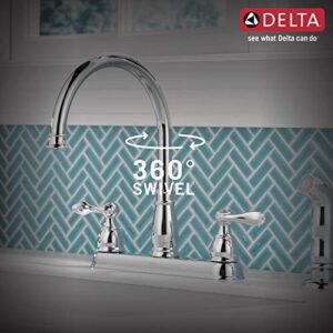 Delta Faucet Windemere 2-Handle Kitchen Sink Faucet with Side Sprayer in Matching Finish, Chrome 21996LF