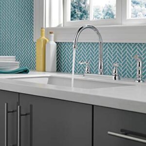 Delta Faucet Windemere 2-Handle Kitchen Sink Faucet with Side Sprayer in Matching Finish, Chrome 21996LF