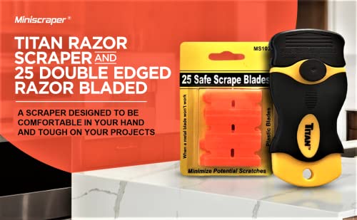 25 Plastic Double Edged Razor Blade and Titan Razor Scraper