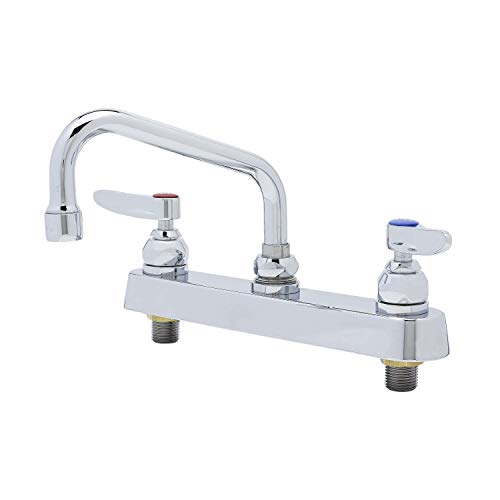 T&S Brass B-1120 Workboard Faucet, Deck Mount, 8-Inch Centers, 6-Inch Swing Nozzle, Lever Handles