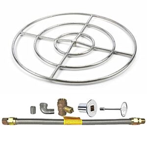 spotix hpc match lit fire pit burner kit (fps48hckit-ng-mscb), round, 48-inch burner, natural gas, polished chrome, with flange, key, valve, flex line and fittings