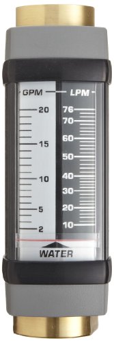 Hedland H705B-010 Flowmeter, Brass, For Use With Water, 1 - 10 gpm Flow Range, 3/4" NPT Female