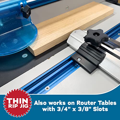 Thin Rip Jig Table Saw Jig for Making Repetitive Narrow Strip Cuts on Table Saws with 3/4" x 3/8" Miter Slots • Also Works with Many Router Tables and Band Saws