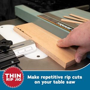 Thin Rip Jig Table Saw Jig for Making Repetitive Narrow Strip Cuts on Table Saws with 3/4" x 3/8" Miter Slots • Also Works with Many Router Tables and Band Saws