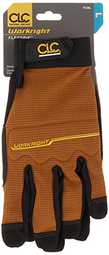 Custom Leathercraft124L Workright Flex Grip Work Gloves, Shrink Resistant, Improved Dexterity, Tough, Stretchable, Excellent Grip , Assorted