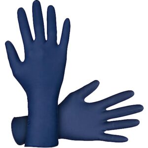 Thickster Powder-Free Exam Grade Latex Disposable Gloves. Size Medium. Blue, 14 mil Thickness, 12" Length. Fully Textured for Superior Grip. Single Use. Pack of 50. (6602-20)