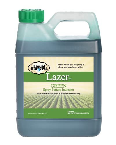 Liquid Harvest Lazer Green Concentrated Spray Pattern Indicator - 1 Quart (32 Ounces) - Perfect Weed Dye, Fertilizer Marking Dye, Turf and Herbicide Marker