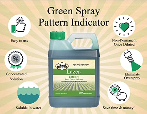 Liquid Harvest Lazer Green Concentrated Spray Pattern Indicator - 1 Quart (32 Ounces) - Perfect Weed Dye, Fertilizer Marking Dye, Turf and Herbicide Marker