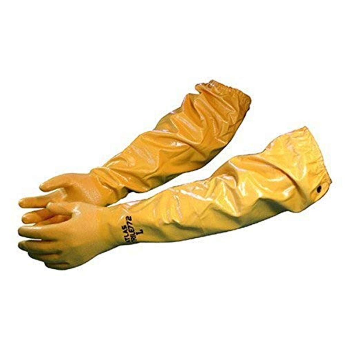 Atlas GLV26 772 Large Nitrile Chemical Resistant Gloves, 25", Yellow, 1-Pair