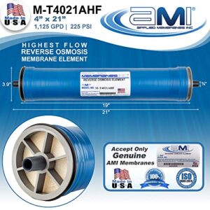 4" x 21" Reverse Osmosis Membrane Element for Tap Water | High Flow 1125 GPD at 225 psi | 99.5% Rejection | Replacement Commercial RO Membrane | Applied Membranes USA M-T4021AHF