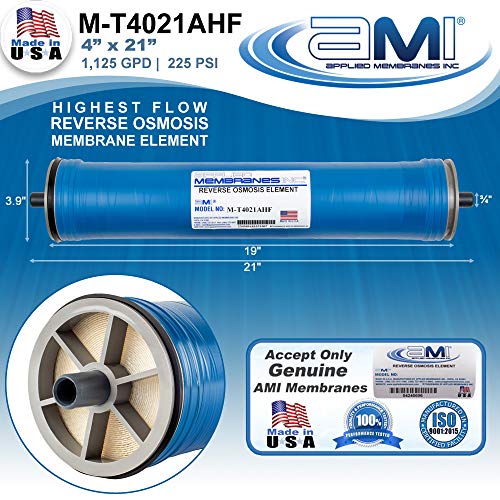 4" x 21" Reverse Osmosis Membrane Element for Tap Water | High Flow 1125 GPD at 225 psi | 99.5% Rejection | Replacement Commercial RO Membrane | Applied Membranes USA M-T4021AHF