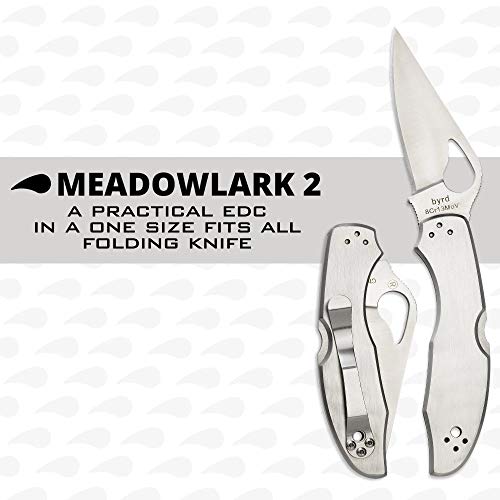 Spyderco Byrd Meadowlark 2 Knife with 2.90" Steel Blade and Durable Stainless Steel Handle - PlainEdge - BY04P2