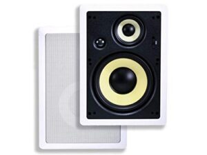 monoprice 3-way fiber in-wall speakers - 8 inch (pair) with removable and paintable grille - caliber series