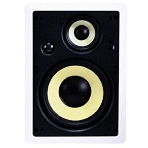 Monoprice 3-Way Fiber In-Wall Speakers - 8 Inch (Pair) With Removable And Paintable Grille - Caliber Series