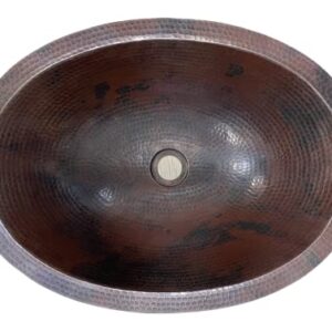 SimplyCopper 19" Oval Aged Copper Bathroom Sink Under Mount or Drop In