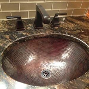 SimplyCopper 19" Oval Aged Copper Bathroom Sink Under Mount or Drop In