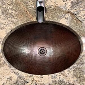 SimplyCopper 19" Oval Aged Copper Bathroom Sink Under Mount or Drop In